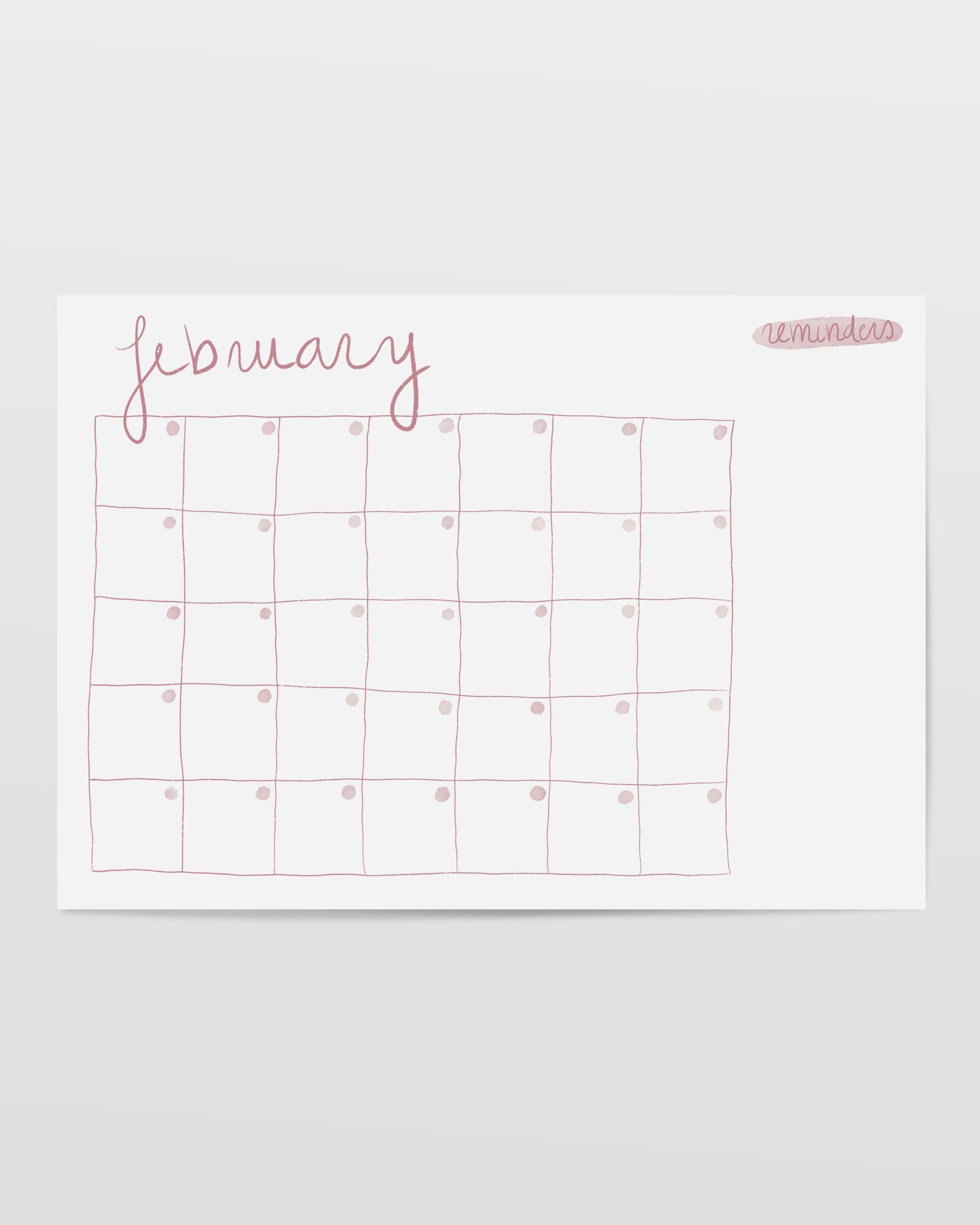 Printable monthly calendar – Studio Minapop